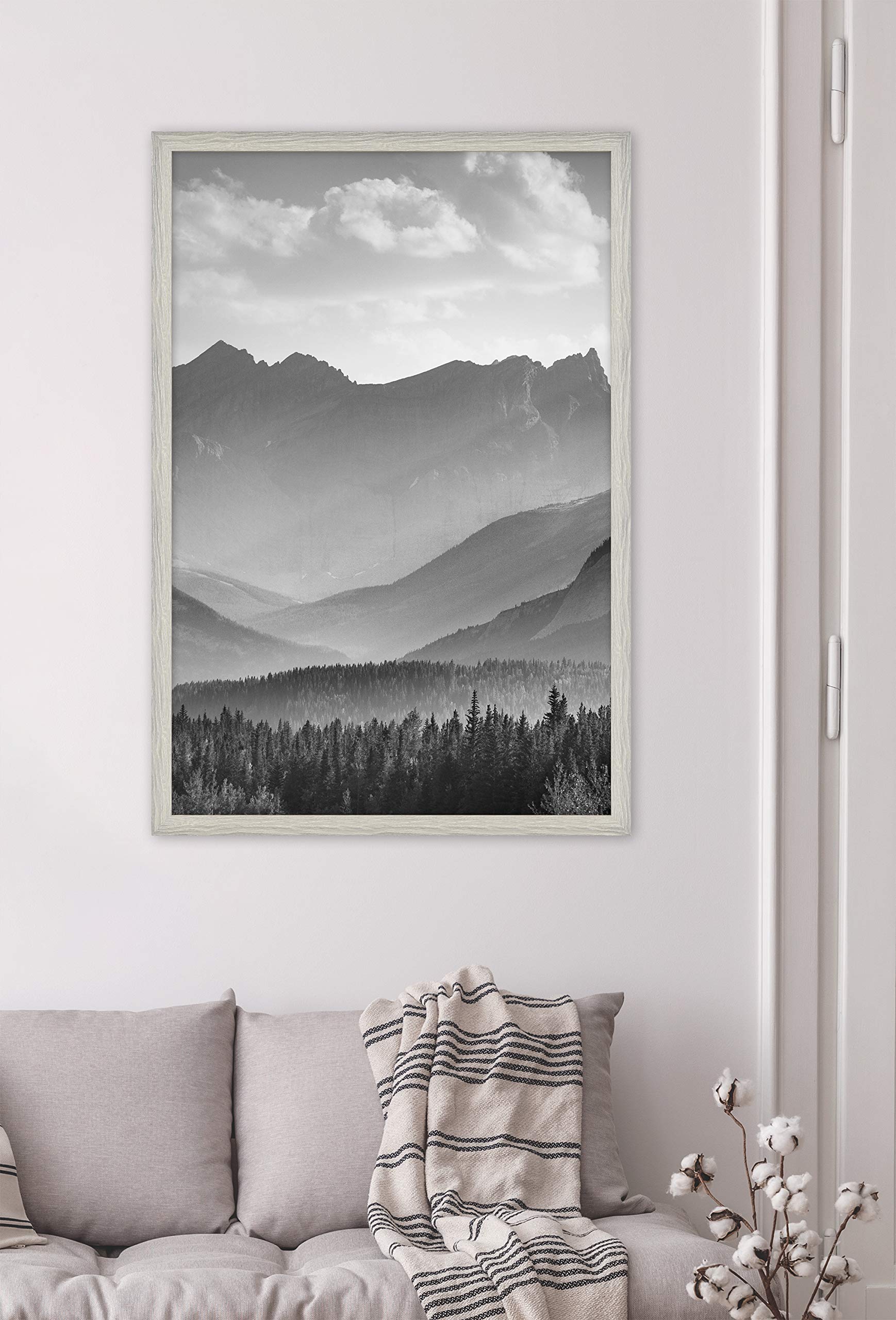 MCS Studio Gallery 24x36 Poster Frame Gray Woodgrain, Vertical & Horizontal Wall Hanging Large Picture Frame for Photos, Posters & Art Prints (1-Pack)