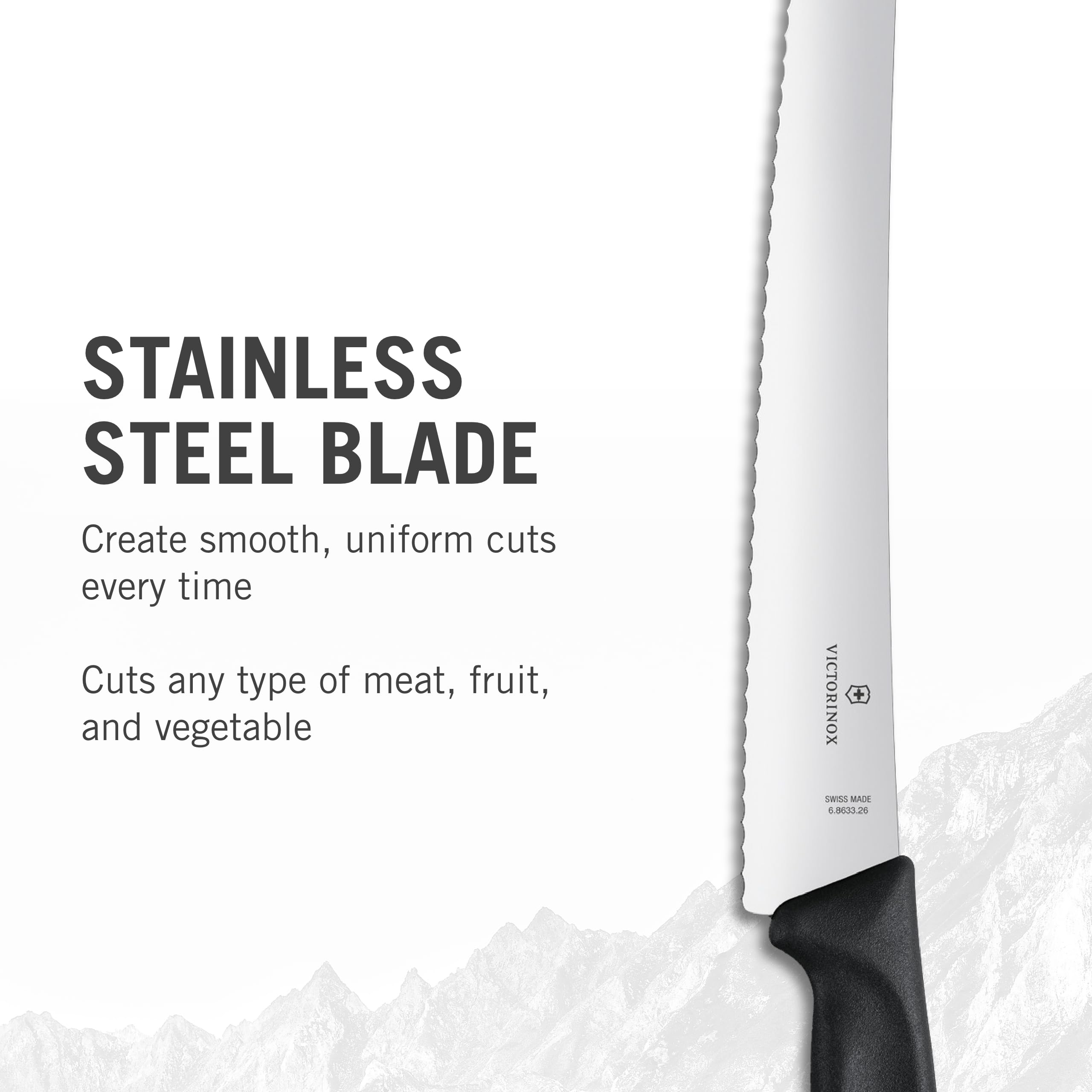 Victorinox Swiss Classic 10.25-Inch Curved Bread Knife with Serrated Edge and Black Handle