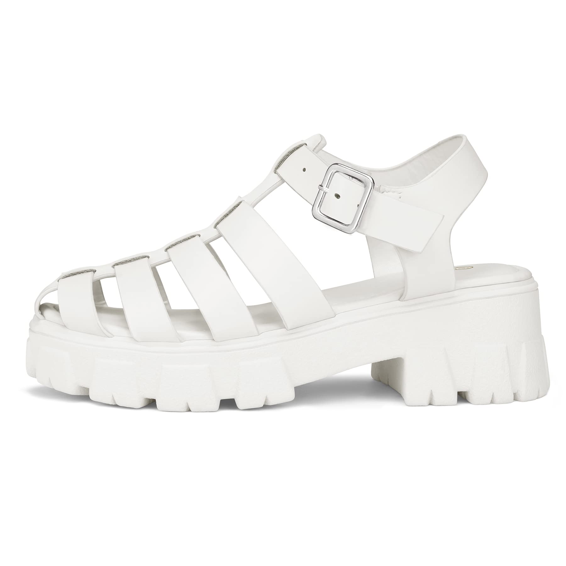 mysoft Women's Fisherman Platform Sandals Ankle Strap Lug Sole Hollow Out Closed Toe Chunky Summer Sandals