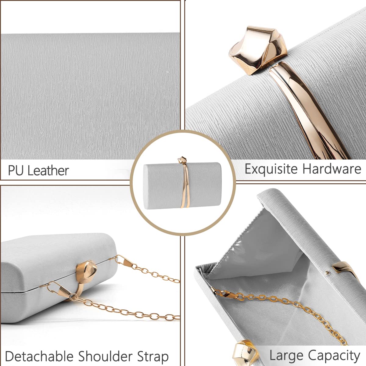 PS PETITE SIMONE Evening Bag Rhinestone Silver Clutch Glitter Gold Clutch Purses for Women Evening Formal Wedding Party