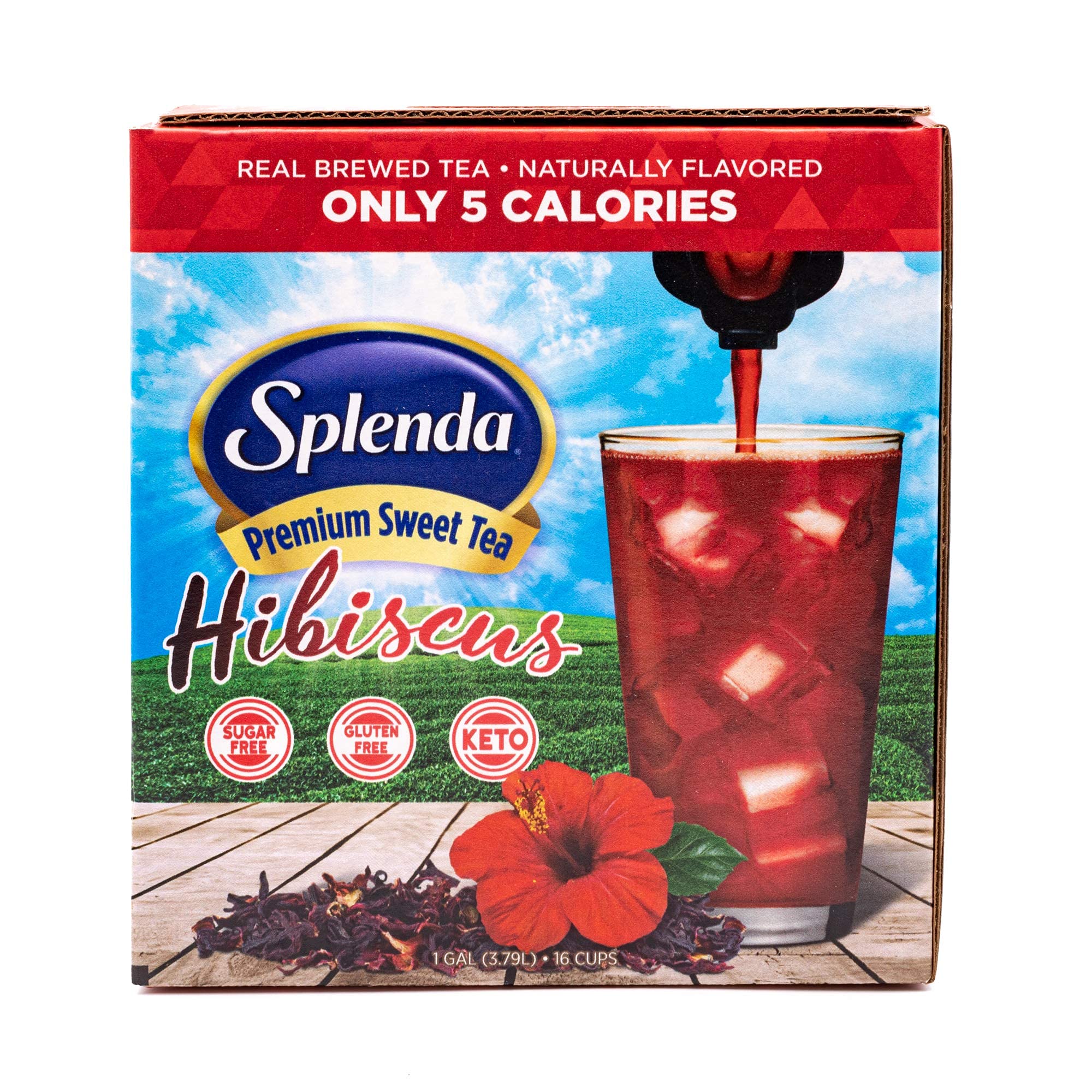 SPLENDA Premium Sweet Tea On Tap, 1 Gallon Bag In Box Ready to Drink Liquid, Hibiscus Tea, 128 Fl Oz
