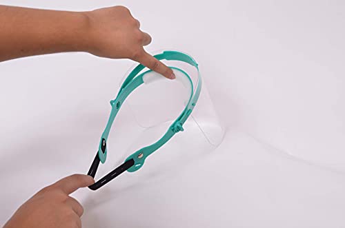 MOOGCO Face Shield - Reusable Plastic Face Shield with Sponge Headband and Anti-Fog (1, TURQUOISE)