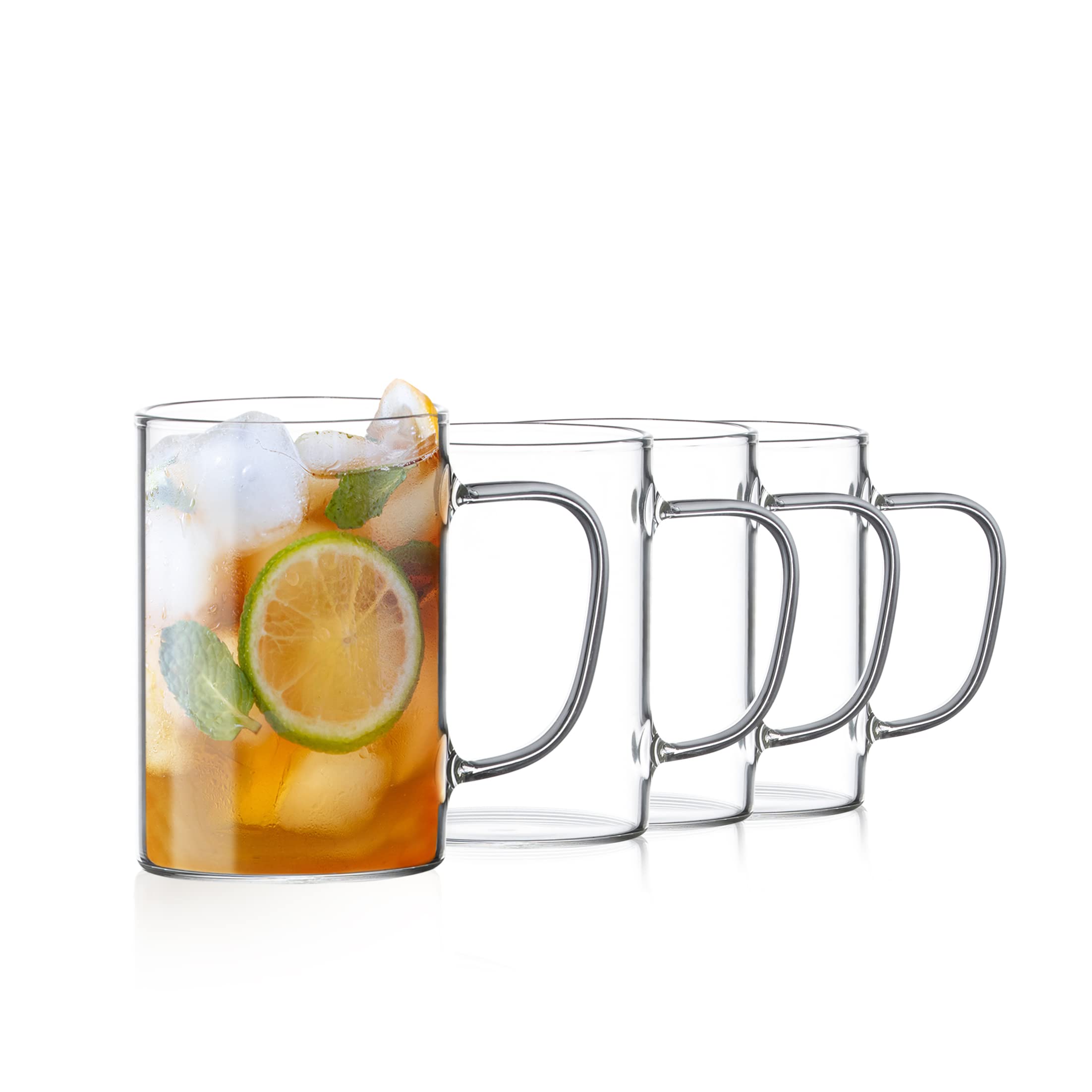 Red Rocks Espresso Cups β Set of 4 Espresso Glass Cups with Handles β 4oz Clear Coffee Cups β Clear Glass Coffee Mugs for Hot Beverages, Espresso, Tea β Lead-Free Borosilicate Glass Cups Set