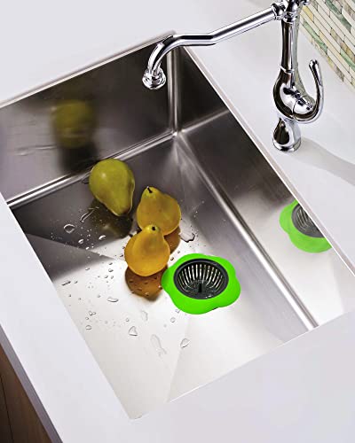 Tisnveky Sink Strainers for Kitchen Sink, Sink Drain Strainer with 4.5 Inch Diameter, Kitchen Sink Strainer with Hard Plastic Bottom and Soft Silicone Edge, [1 Pack] [Green]