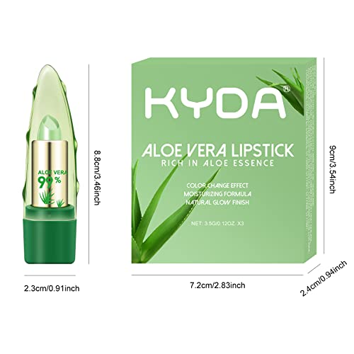 Ownest 3 Pcs Aloe Vera Lipstick, Magic Temperature Color Change Lipstick Lip Blam Moisturizing Long Lasting Lip Makeup, update packing Beauty