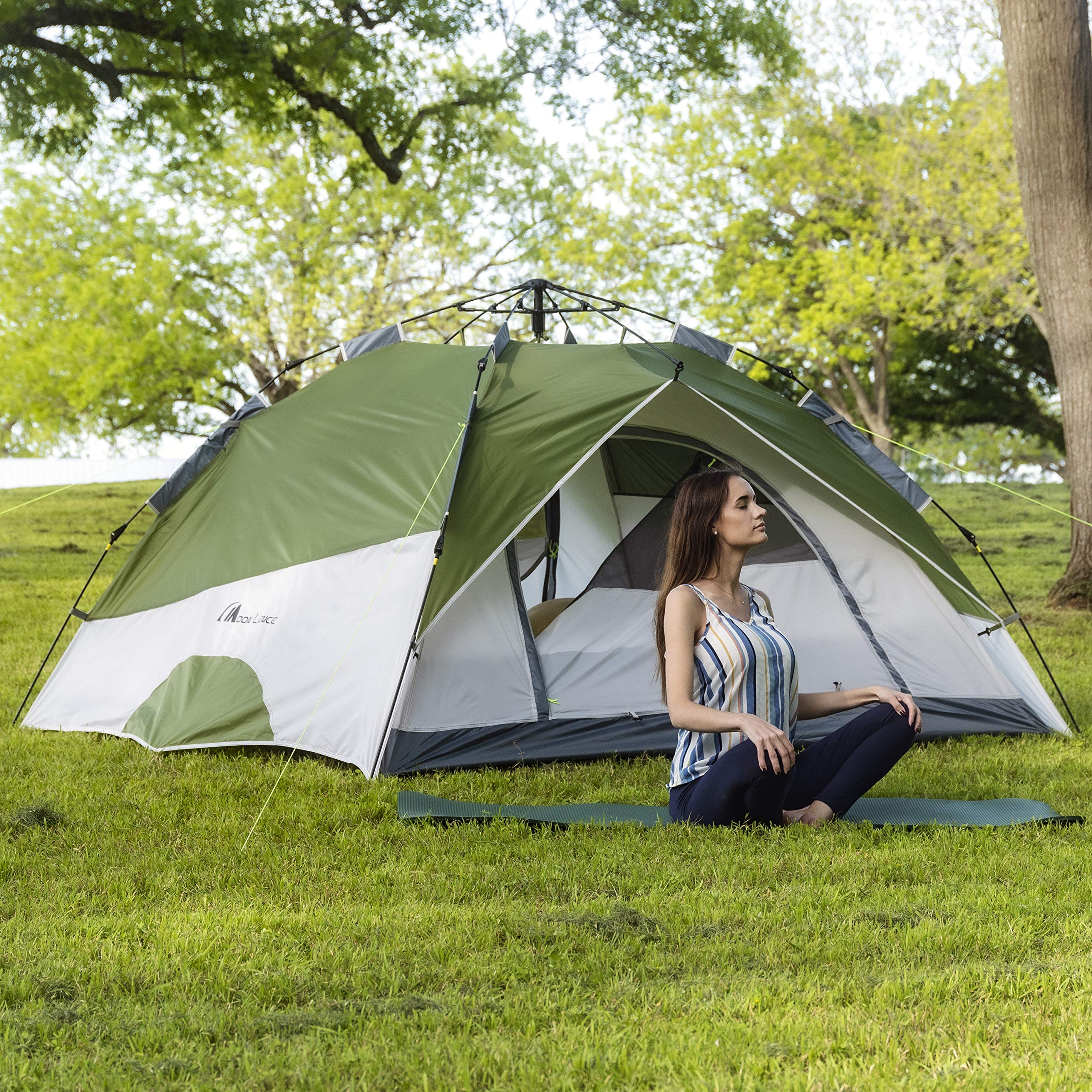 Moon LENCE Pop Up Tent Family Camping Tent 4 Person Tent Portable Instant Tent Automatic Tent Waterproof Windproof for Camping Hiking Mountaineering