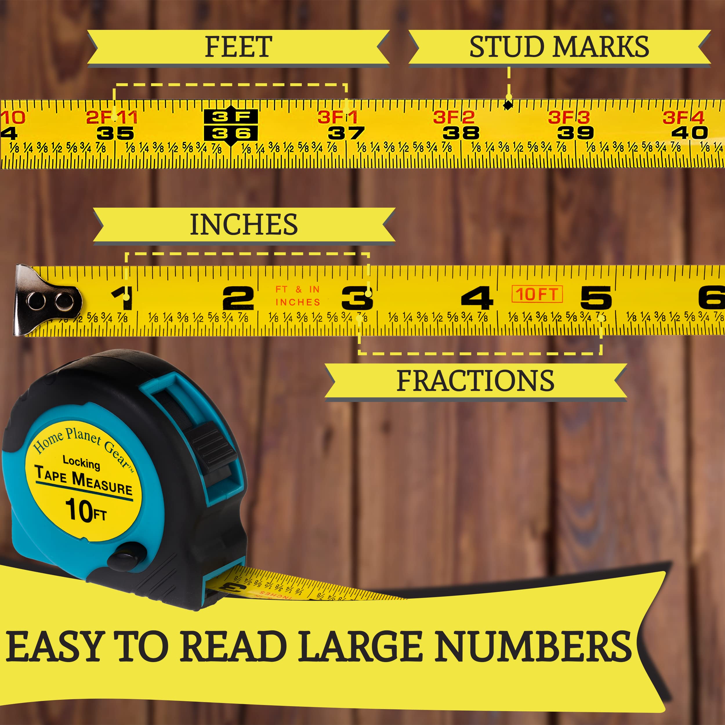 Where's My Tape Measure? 10ft Tape Measures Retractable โ 3 Pack Small Measuring Tapes โ Retractable, Fractions, Easy to Read and Easy to Find!