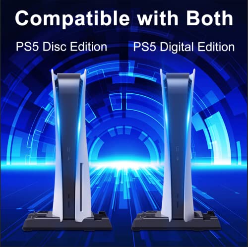 PS5 Stand with Cooling Station for PlayStation5 Disc & Digital Edition, Dual PS5 Controller Charging Station Dock, with Cooling Fan,11 Games Storage