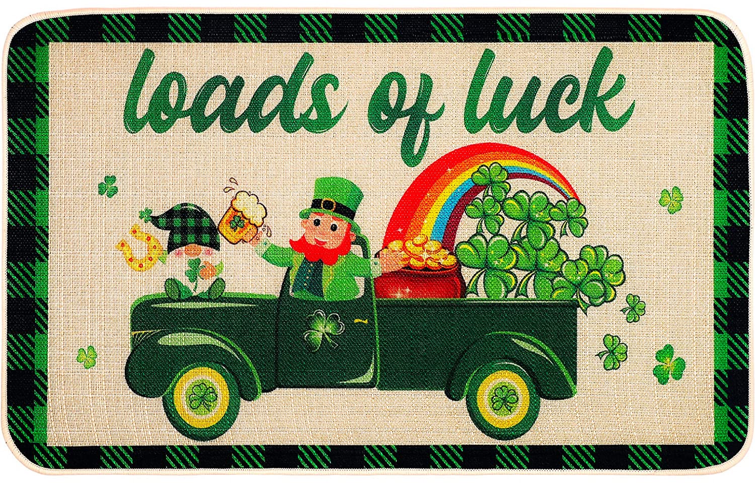 Tieshankao St Patricks Day Gnome Doormat Decorations-Shamrock Leprechaun Lucky Door mat Rug Irish Saint Patty's Decor for The Home Bathroom