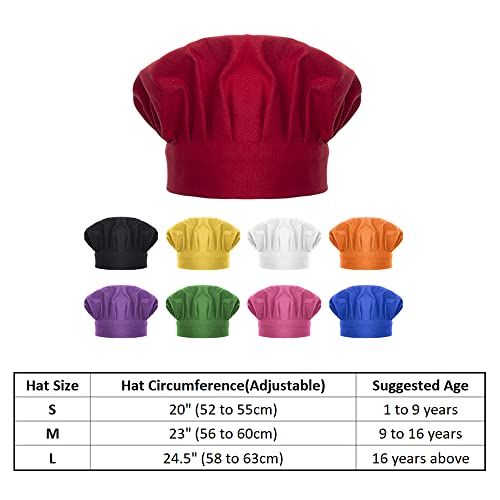 TopTie Chef Hat for Kid & Adult, Cotton Elastic Adjustable Kitchen Cooking Baking Hat-Hot Pink-S