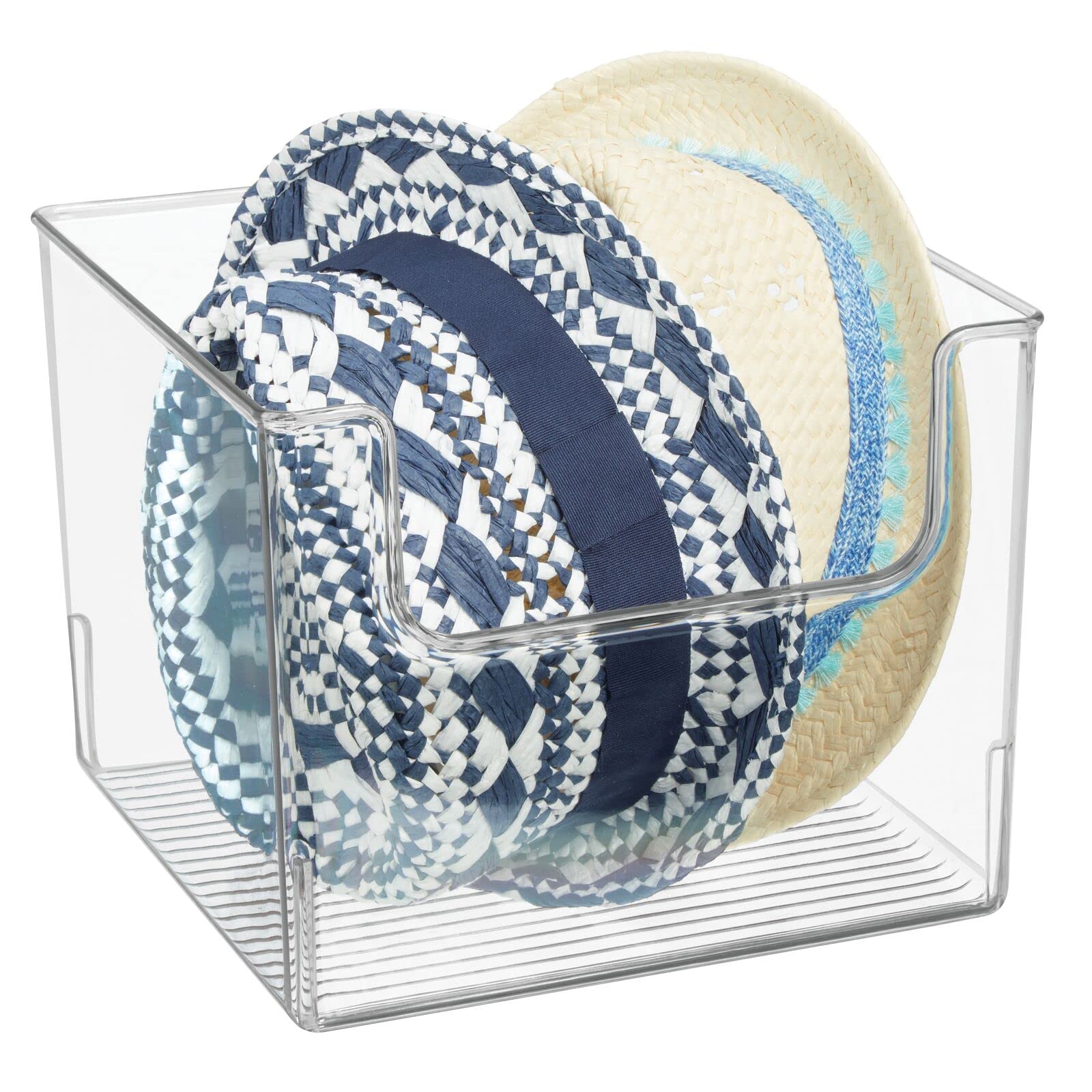 mDesign Modern Plastic Open Front Dip Storage Organizer Bin Basket for Closet Organization - Shelf, Cubby, Cabinet, and Cupboard Organizing Decor - Ligne Collection - 8 Pack - Clear
