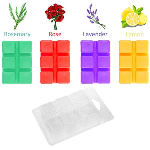 MILIVIXAY Wax Melt Containers-6 Cavity Clear Empty Plastic Wax Melt Molds-25 Packs Cubes Clamshells for Tarts Wax Melts.
