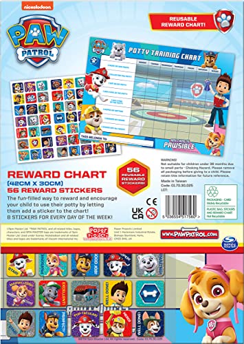 Paper Projects 01.70.30.025 Paw Patrol Potty and Toilet Training Reward Chart and Stickers, for ages 3+, 29.7cm x 42cm