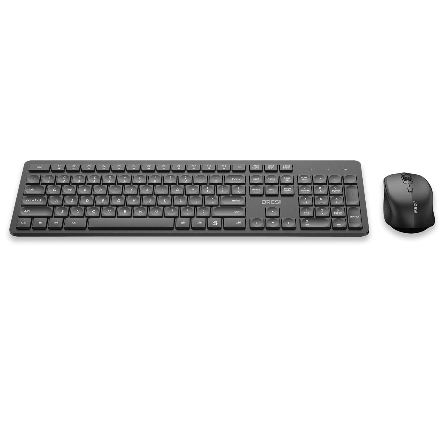 Wireless Keyboard Mouse Combo, BreSii Wireless Keyboard and Mouse Computer Keyboards Mouse Full-size Silent Slim 2.4GHz USB For kids E-Learning PC Desktop Computers Notebook Laptop Windows Office Home