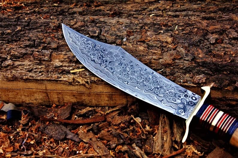 PSK166 - Custom Handmade Damascus Steel Bowie Hunting Knife Stag Horn Handle with Sheath
