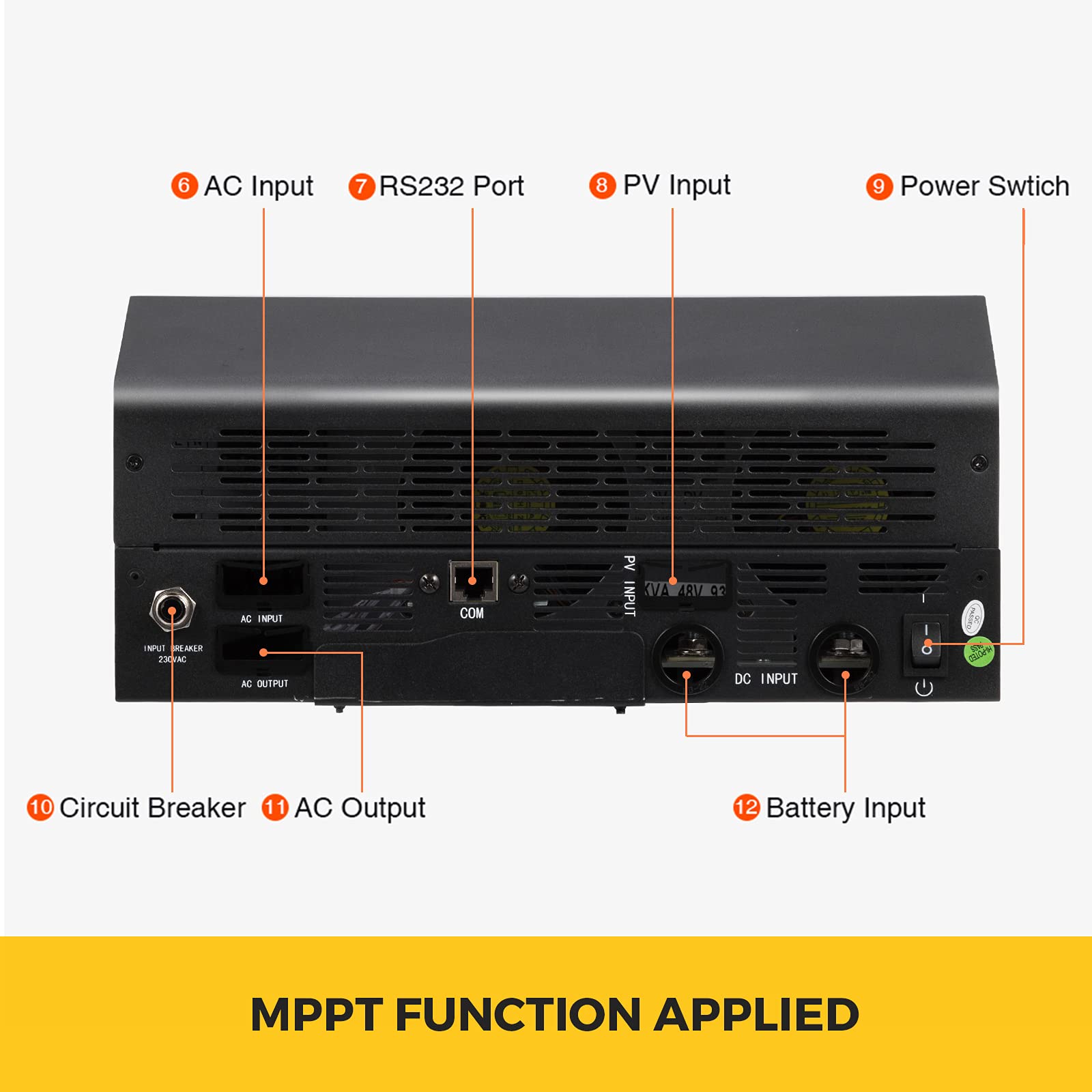Mophorn Inverter Solar Pure Sine Wave Power Solar Charger DC AC Output with Utility Charger (3KVA 24V MPPT)