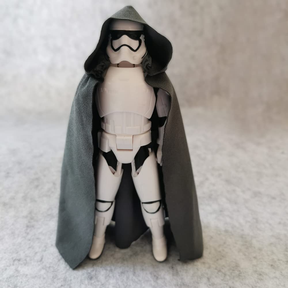 SSbeauty M 1/12 Scale Fabric Cape Cloak with Hat for 6" 1:12 SHF Figma Body Action Figure Clothes(no Figure (Gray Cloak)