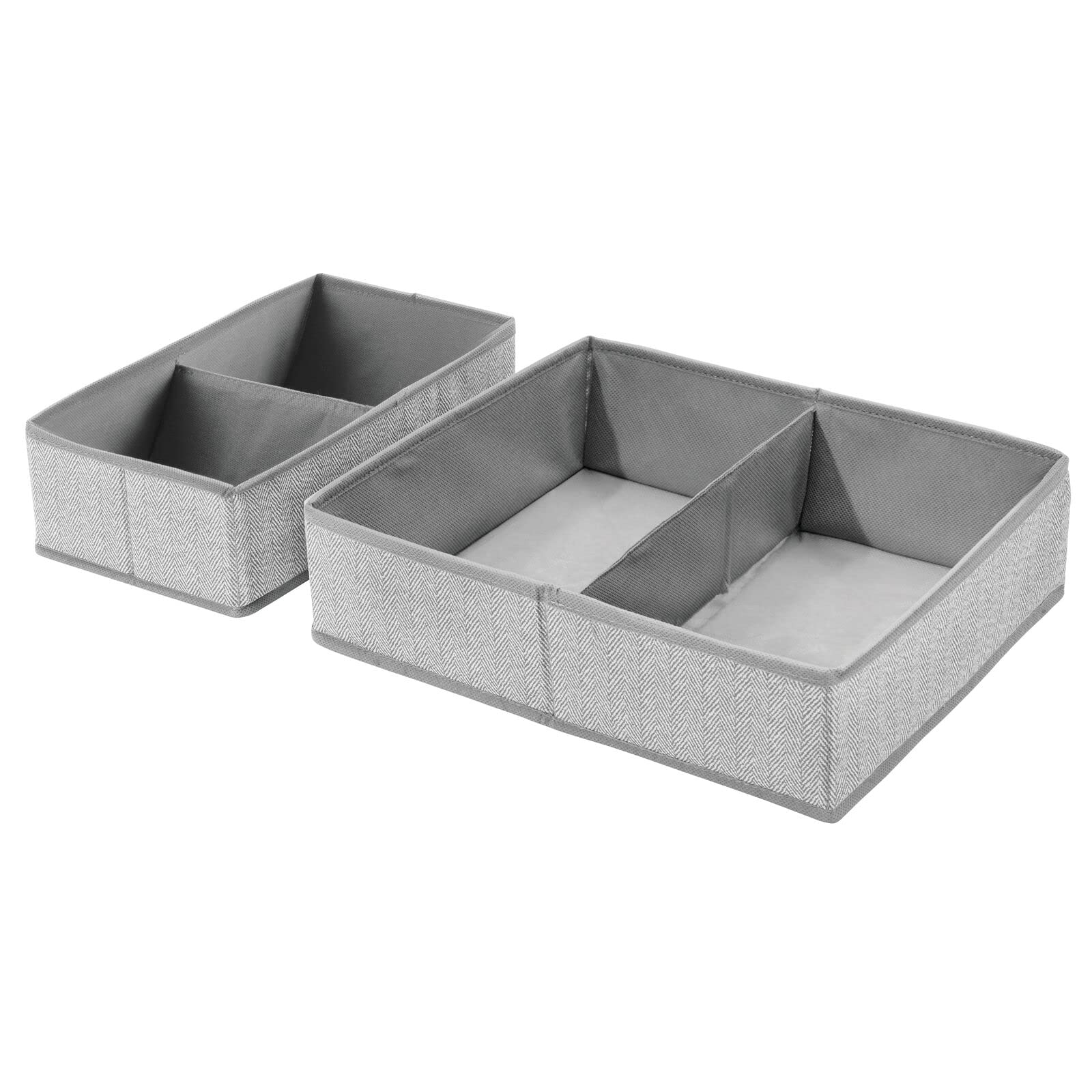 mDesign Soft Fabric Dresser Drawer and Closet Storage Organizer Bin for Bedroom - Holds Lingerie, Bras, Socks, Leggings, Clothes, Purses, Scarves - 4 Pack - Gray Herringbone