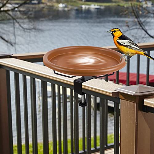 yosager Bird Bath Deck Bowl Spa Mount Bird Bath Unheated with Lightweight Detachable, Oriole Drinking Feeder, Adjustable Heavy Duty Sturdy Steel, Great for Attracting Birds