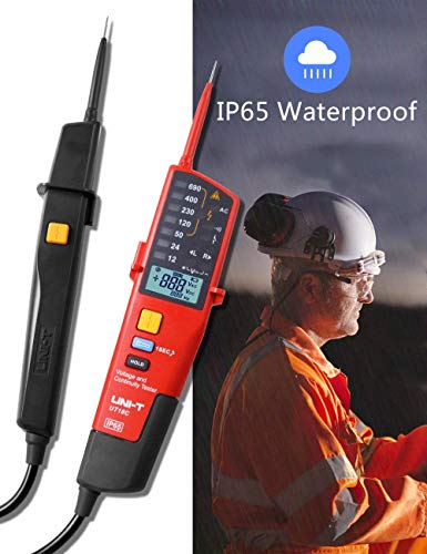 Voltage Tester Professional UT18C Voltage and Continuity Tester Multifunction Waterproof Digital Electrical Circuit Tester Voltage Meter Voltmeter 12V~690V AC/DC Automatic Range LCD Display