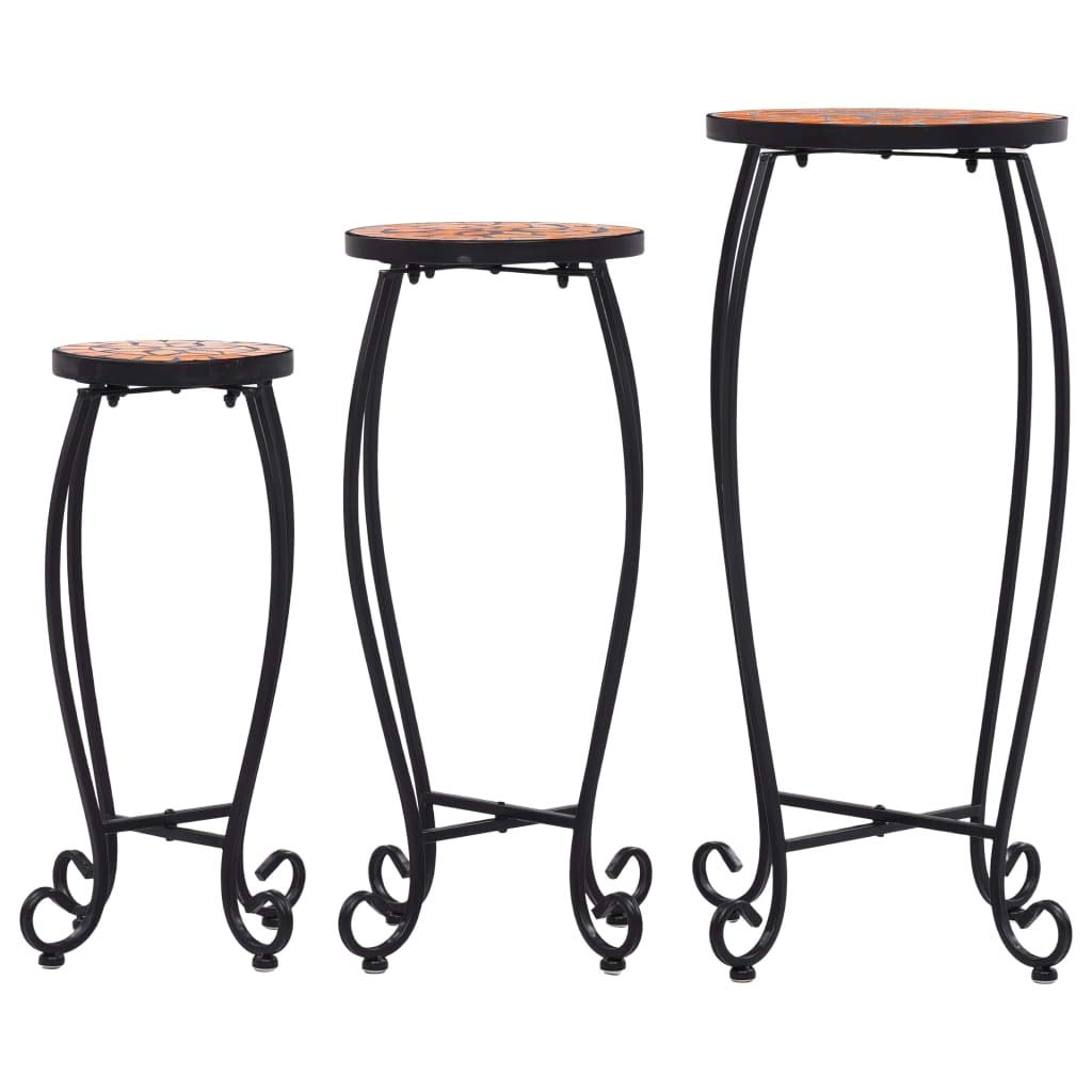 NusGear Mosaic Tables 3 pcs Terracotta Ceramic, Material: Iron Tube + Ceramic Tile -701