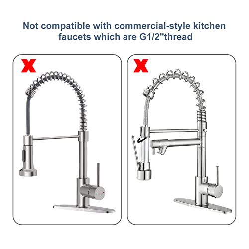 Pre Rinse Sprayer Commercial Sink Sprayer Head,1.42GPM Spray Valve Dish Sprayer Nozzle with Ergonomic Handle, Commercial Faucet Parts for Commercial Kitchen Faucet,Chrome Finished(Black)