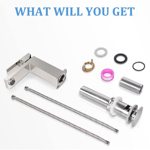 ๐ฉ๐ผ๐ป๐๐ฎ๐ป Brushed Nickel Bathroom Faucets, Solid Brass Single Hole Bathroom Sink Faucet, Modern Bathroom Faucets for Sink 1 Hole, Lead-Free Vanity Faucet with Pop-up Drain and Water Supply Hoses