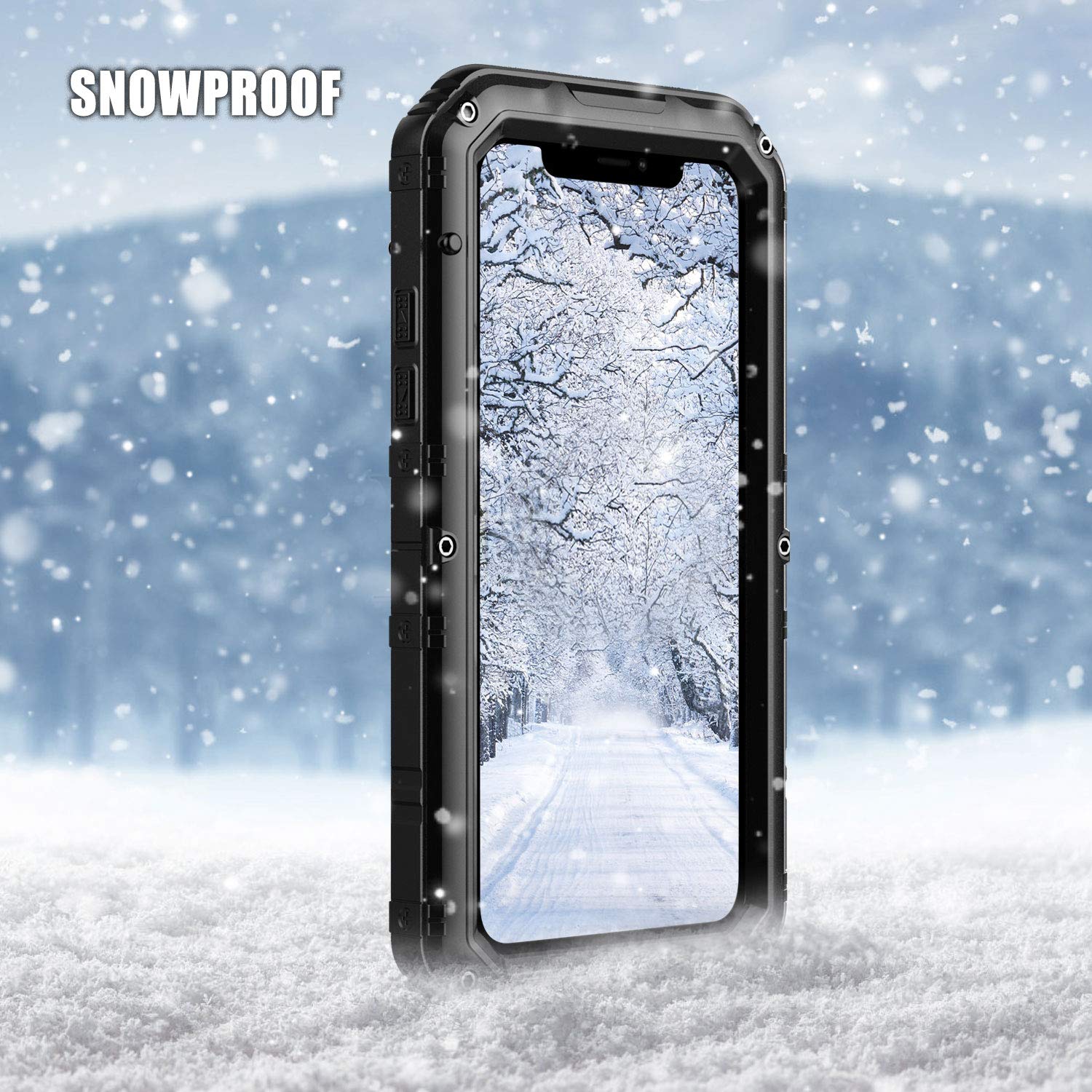 Mitywah Waterproof Case for iPhone 11, Heavy Duty Durable Metal Full Body Protective Case Built-in Screen Protection Waterproof Shockproof Dustproof Rugged Military Grade Defender, Black