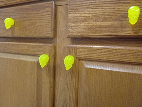 Yellow Skull Cabinet Knobs/Drawer Knobs (Black Light Activated) (Set of 2)