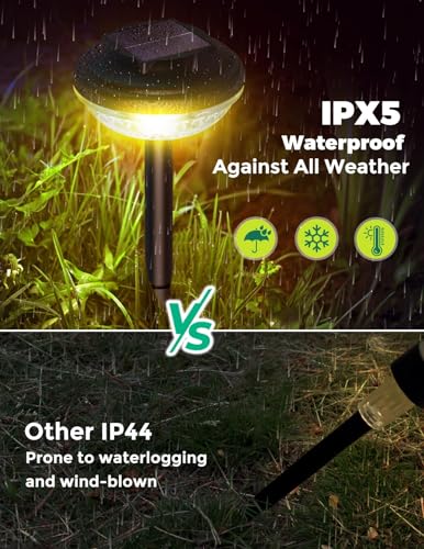Staffzille Solar Pathway Lights 8 Pack, Solar Lights Outdoor Waterproof IPX5, 200lm Brightness Up to 10 Hours Auto On/Off Decorative Solar Lights for Outside Garden, Landscape, Yard, Patio, Driveway
