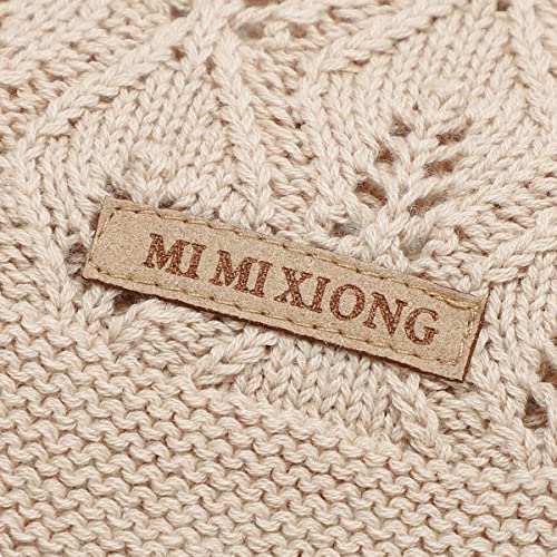 mimixiong 100% Cotton Baby Blanket Knit Cellular Toddler Blankets for NewBron Baby Light Camel 40x30 Inch