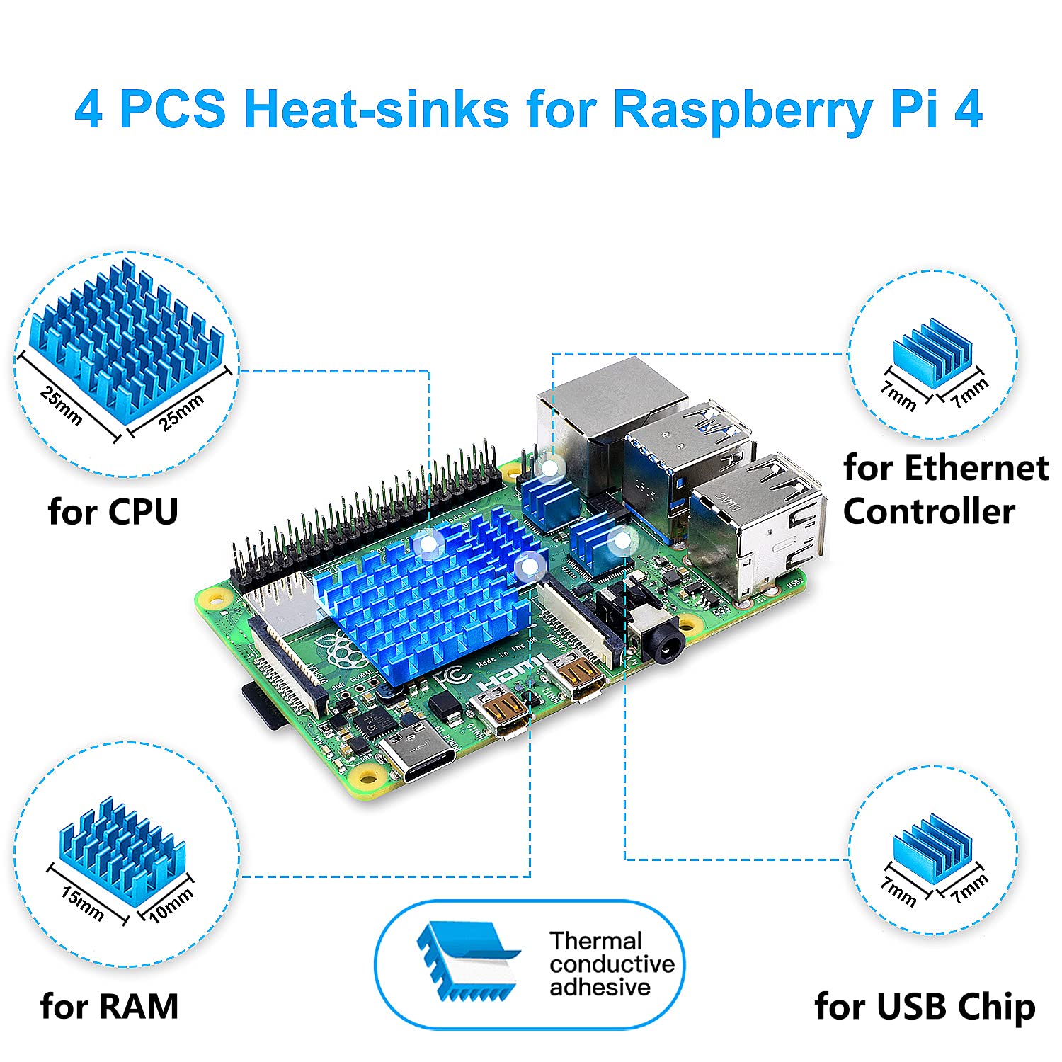 Miuzei Case for Raspberry Pi 4, Raspberry Pi 4 B Case with Fan 35mm, 4 Pcs Aluminum Heatsinks Support Rpi 4B 8gb/4gb/2gb (No Raspberry Pi Board)