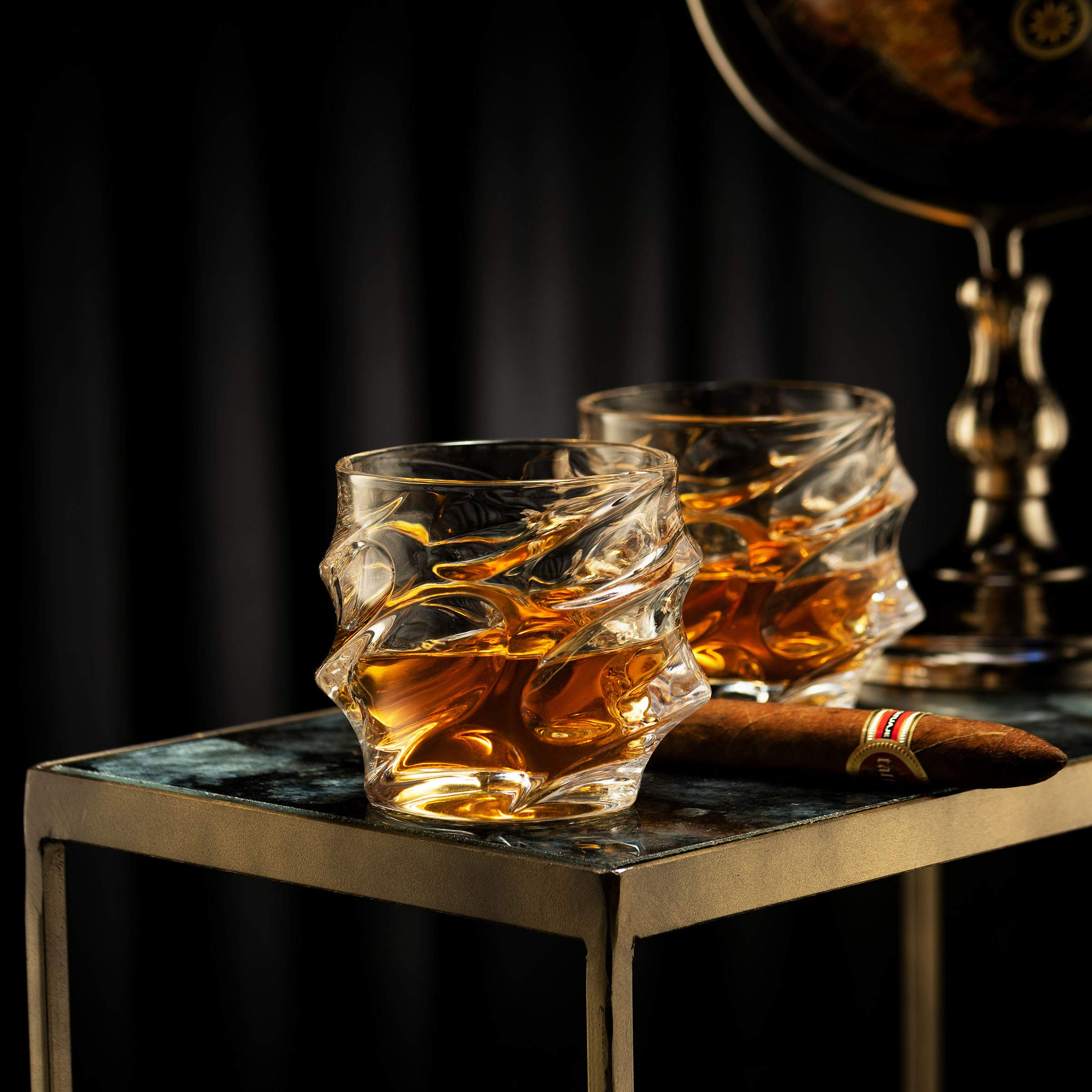 Premium Crystal 11 Oz. Whisky Glasses Set of 2 | Fun "Get a Grip" Design Makes Prime Men's Corporate Gift Idea for Christmas Holiday | For Whiskey, Tequila, Vodka, Rum | Dishwasher Safe - Double Dram