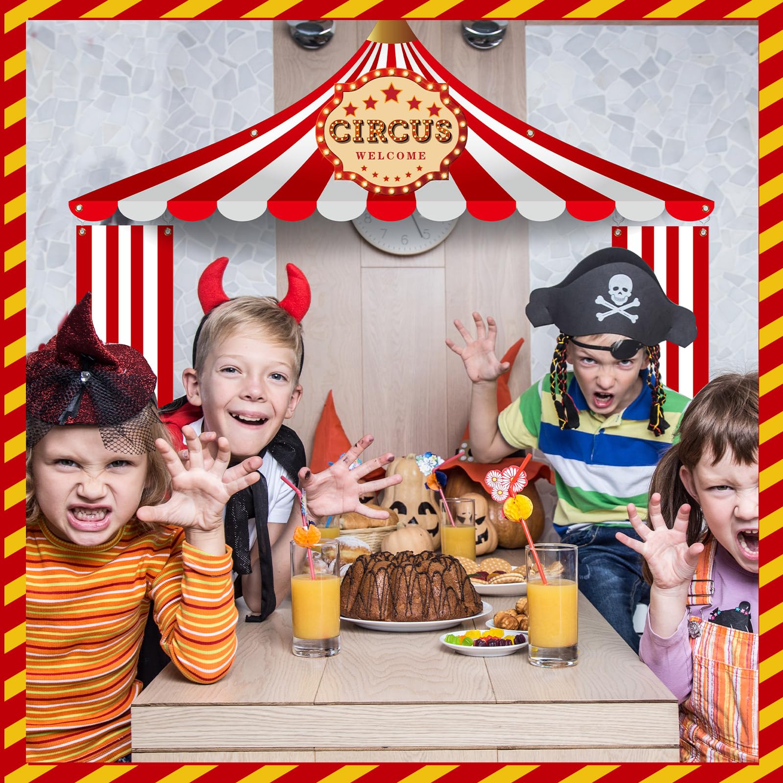 Preboun 3 Pcs Circus Tent Decorations Circus Carnival Party Decorations Classroom Party Banner Supply Red and White Striped Pennant Banner for Circus Theme Graduation Celebration Party Carnival