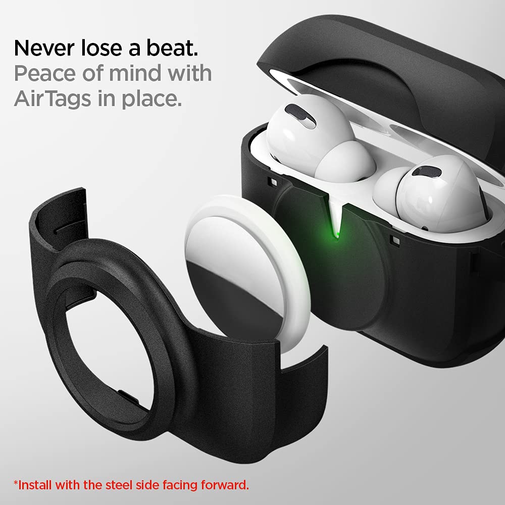 Spigen Tag Armor Duo Designed for Airpods Pro Case and AirTag Case Cover with Keychain [Dual Layer Solid Protection] - Military Green