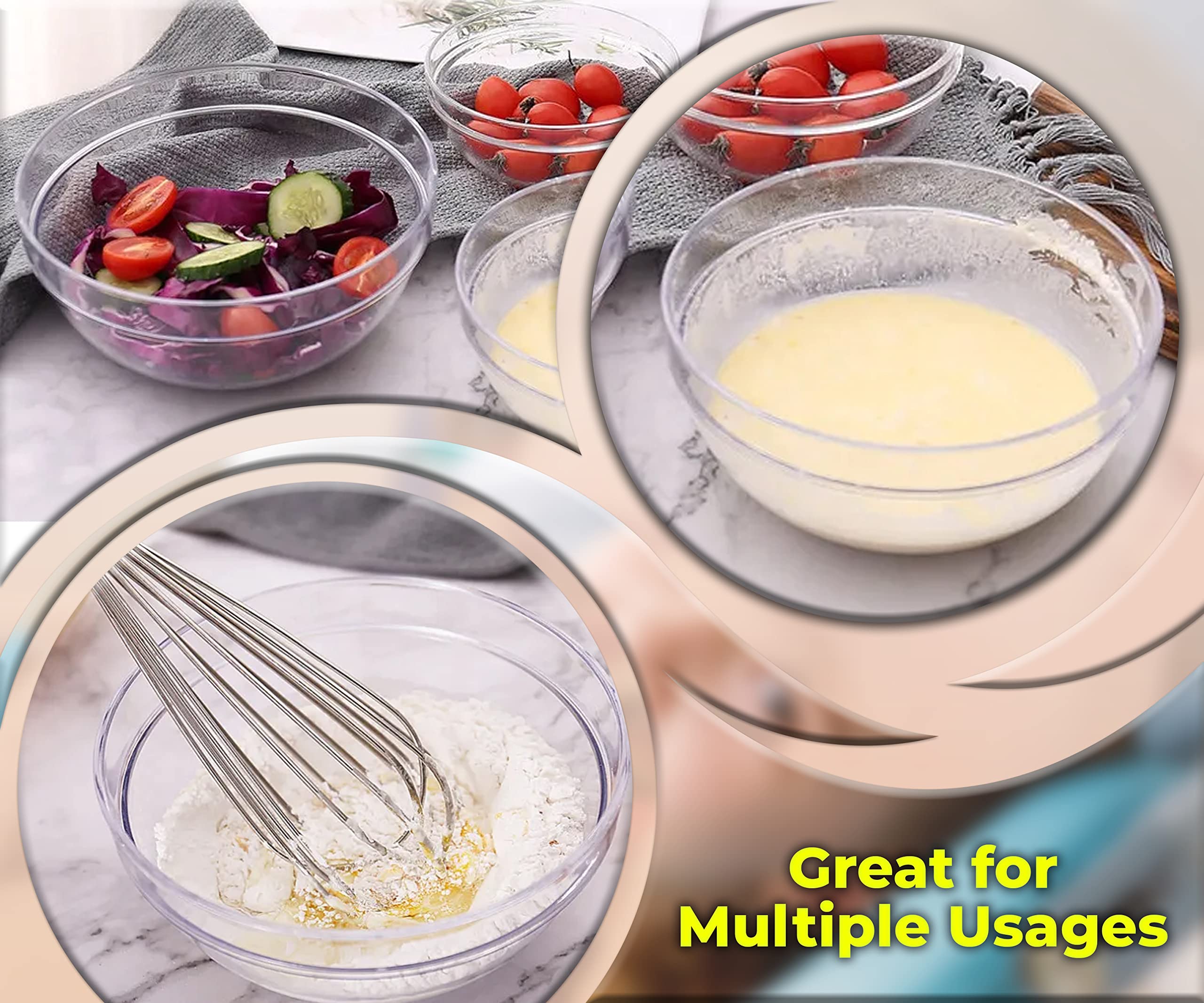 Salad Serving Bowl for Kitchens, Parties, Holidays, and Celebrations - Serving 9-inch Bowls - Reusable BPA free - 124 oz. Capacity, Set of 3