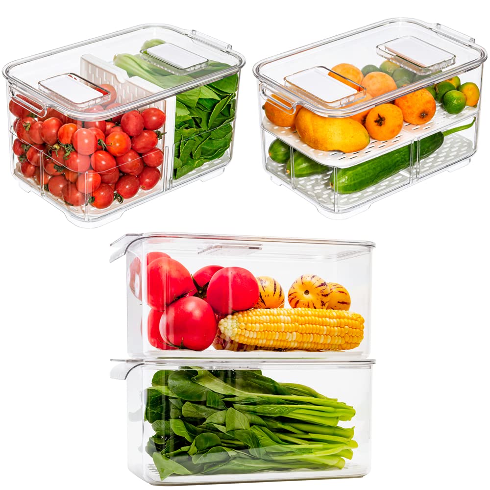 Stackable Refrigerator Organizer Food Storage Containers Produce Saver