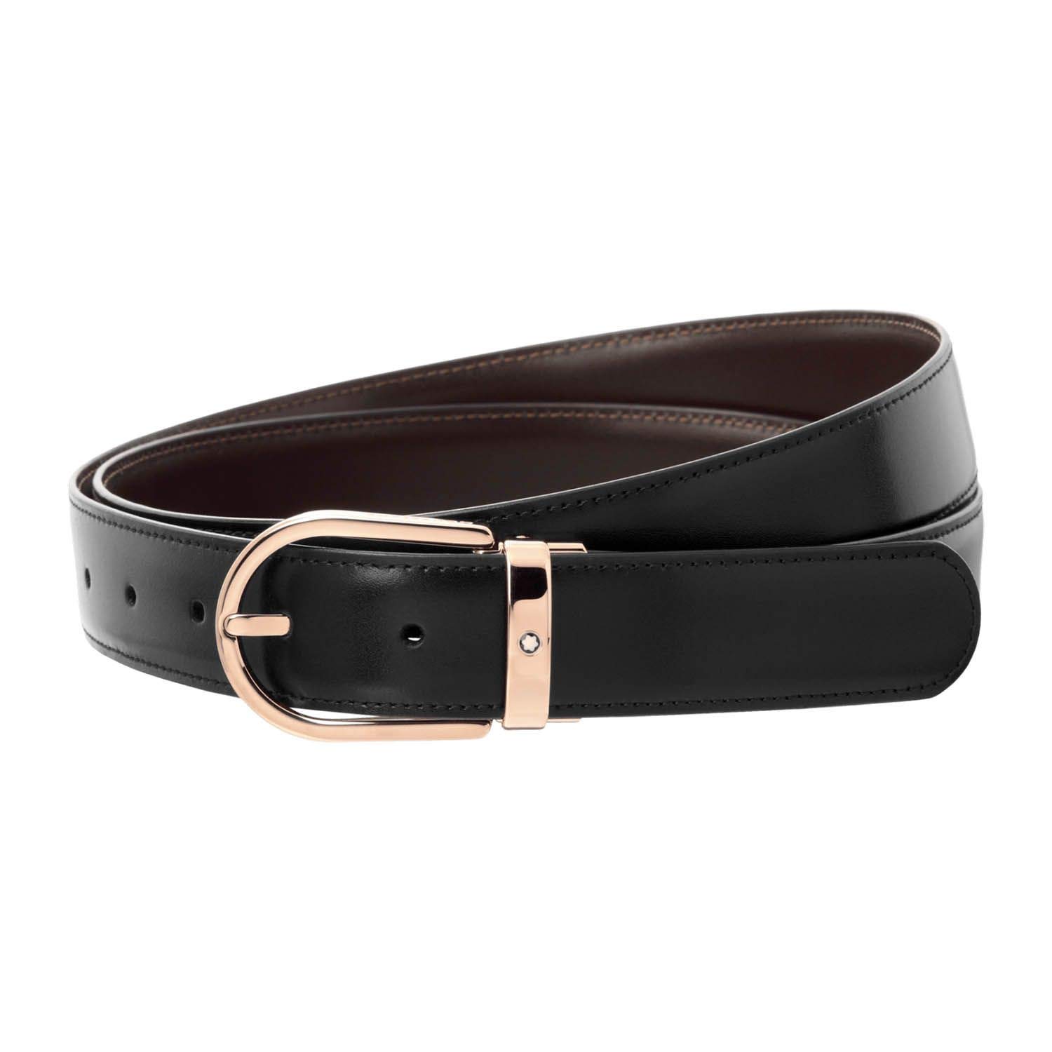 MONTBLANC Black/Brown Leather Reversable Mens Belt 111633