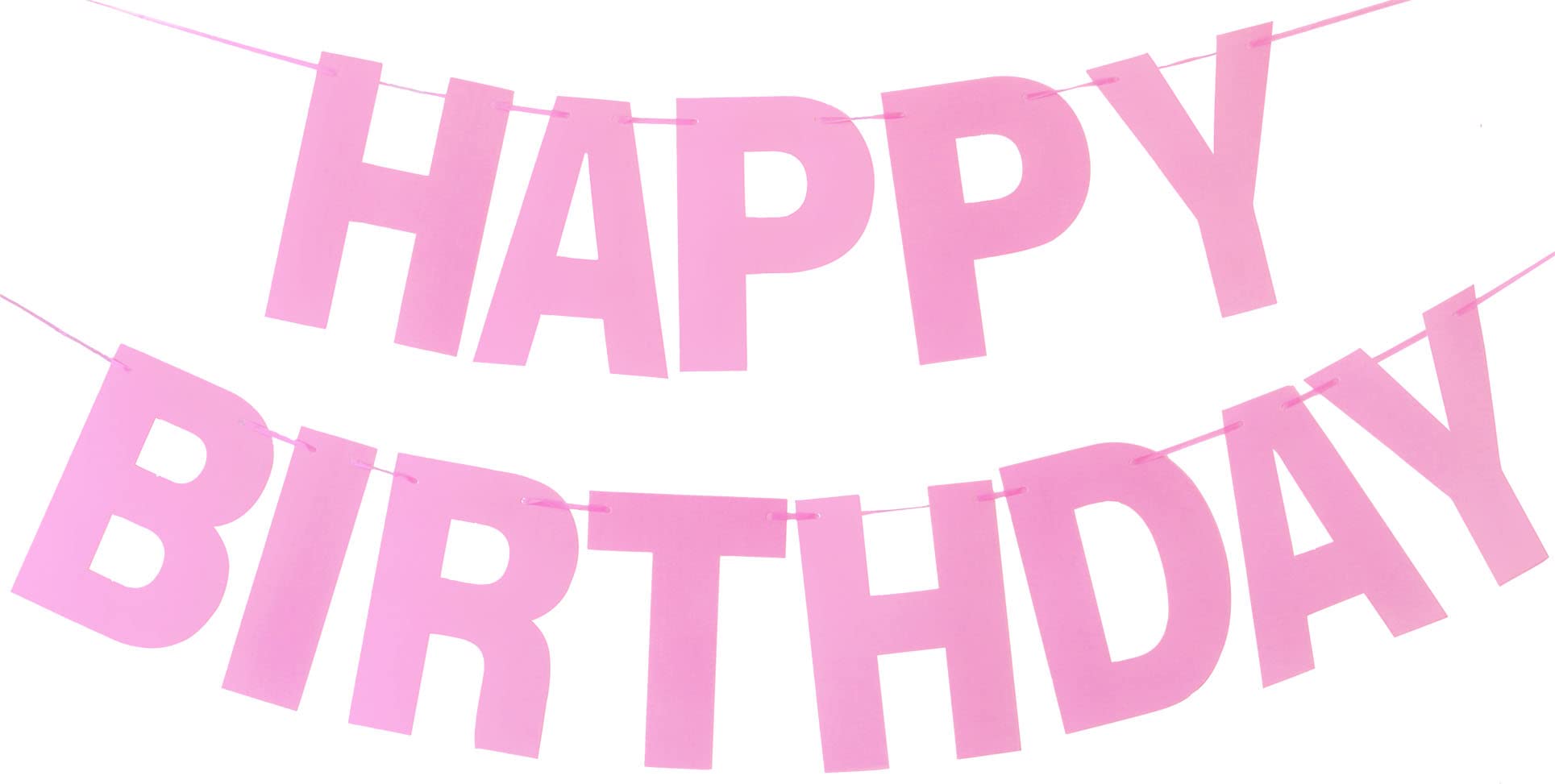 Prestrung Pink Happy Birthday Banner - Pink Happy Birthday Sign Garland Bunting Party Banner, Pink Birthday Decorations for Girls & Women