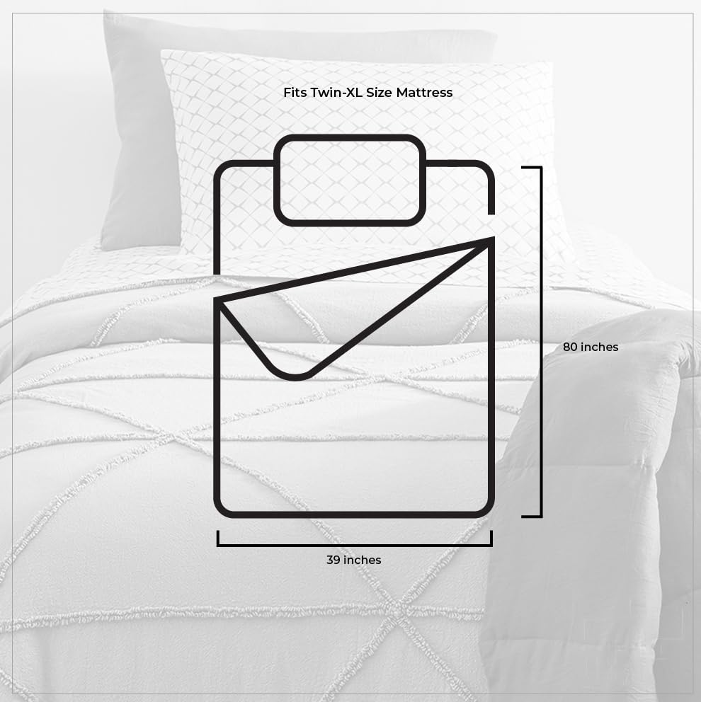 OCM College Dorm Room 23-Piece Preferred Dorm Essentials Value Pack | Twin XL | Comforter, Sheets, Pad, Topper, Towels, Organization, Storage | Wonderland Gray | Oversized Plaid in Black & Gray