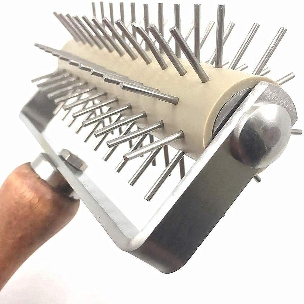 Stainless Steel Pizza Dough Roller Docker,Time-Saver Pizza Dough Roller Docker with Wood Handle, Pizza Bread Pin Puncher Pizza Wheel, for Pizza Cookie Cake Pie Pastry Bread Dough