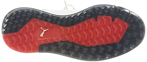 Puma Golf Men's Proadapt Alphacat Golf Shoe, Puma White/Navy Blazer/High Risk Red, 10