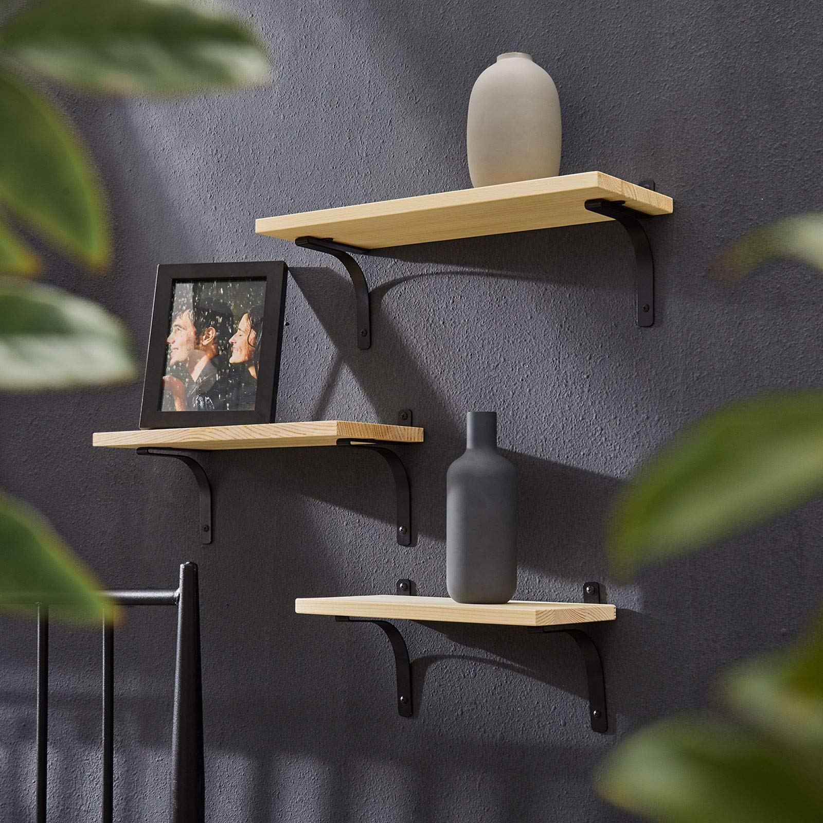 Ophanie Floating Shelves Wall Mounted, Rustic Wood Wall Storage Shelves for Bedroom, Living Room, Bathroom, Kitchen, Office, Set of 3