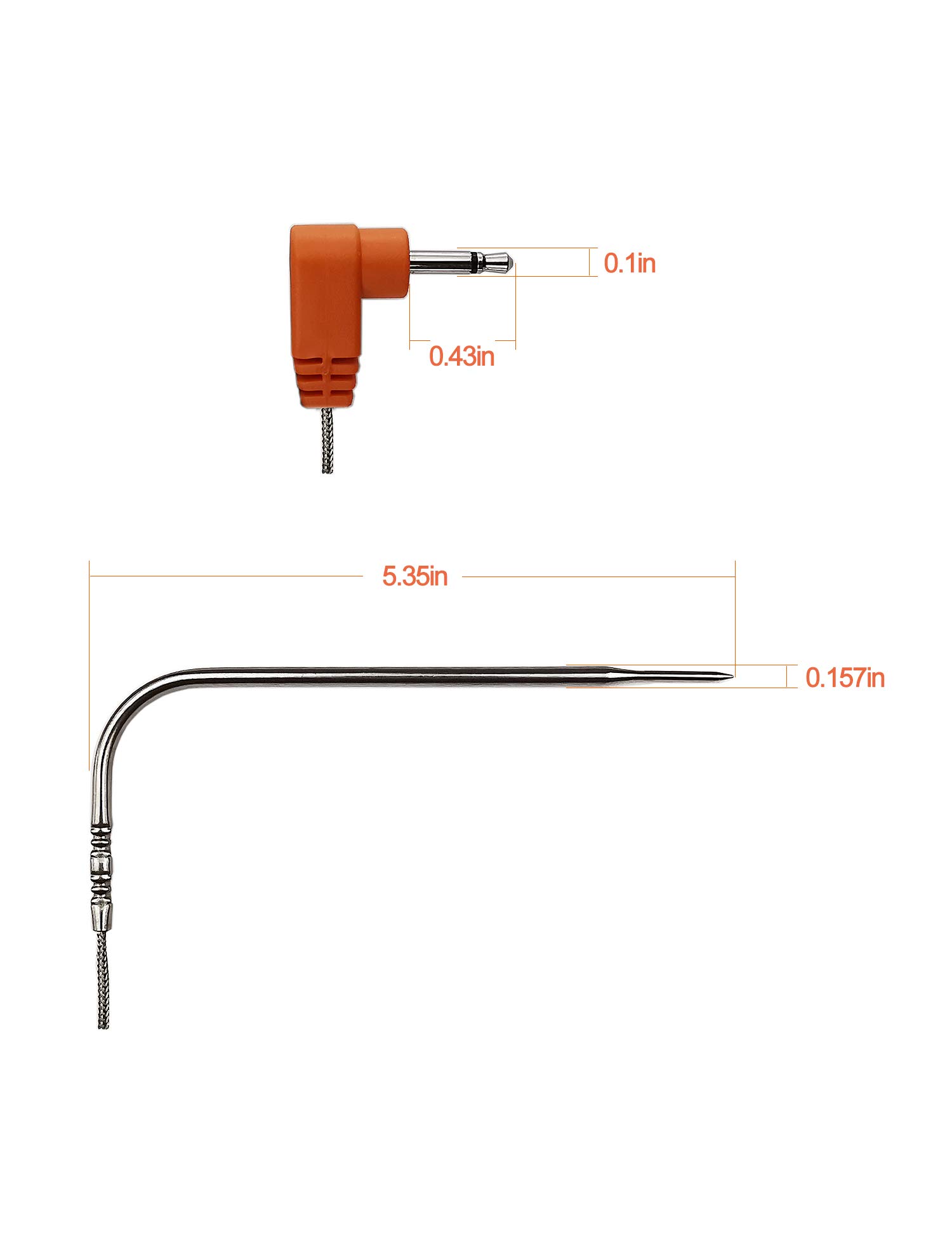 Riida Replacement BBQ Meat Thermometer Probe 2-Pack for Riida TM08 Thermopro TP20 TP04 TP06S TP-07 TP08 TP08S TP09 TP10 TP16 TP17 TP25