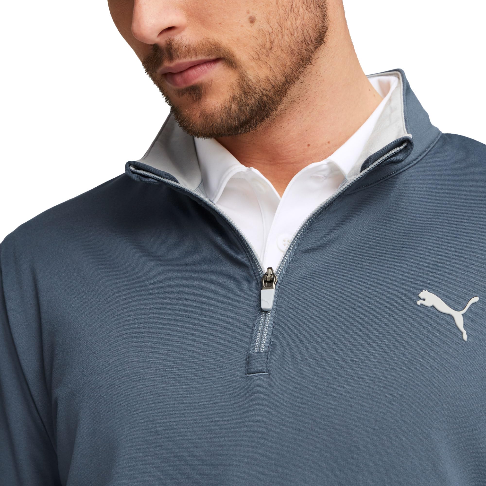PUMA GOLF Men's Standard Gamer Colorblock 1/4 Zip, Hot Coral-high Rise, Large