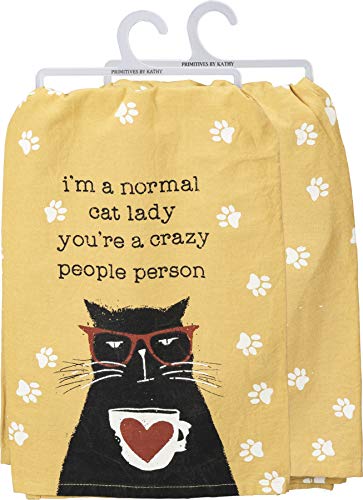 Primitives by Kathy Cotton Dish Towel Set - Cat Design, Kitchen/Bathroom Decor, Tea Towels, 28"x28"