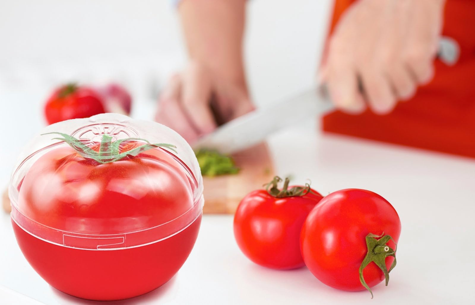 ZTFORUS Onion Keeper for Refrigerator, Reusable Food Storage Container with Lid, Onion Tomato Vegetable Saver Organizer, Clear Lid, Tight Seal