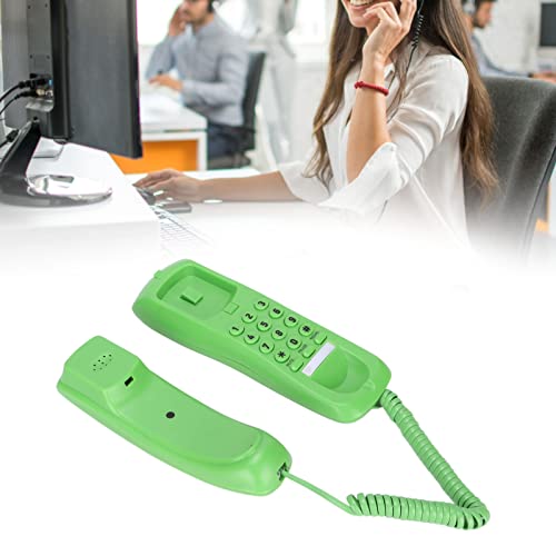Wall Corded Telephone, Desktop Corded Phone, Landline Phone, Hotel Telephone, with Mute Pause and Redial Function, Plug and Play, for Office, Home and Hotel(Green)