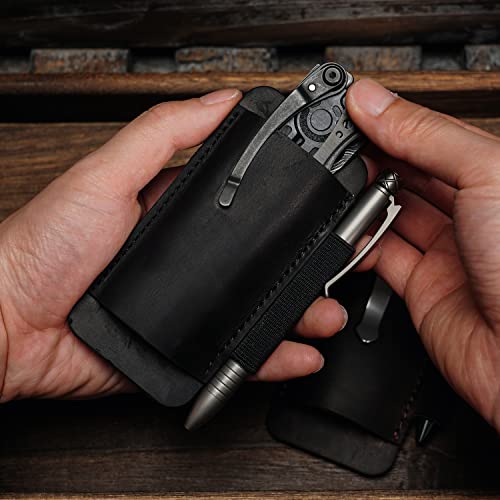 VIPERADE PJ33 Leather Knife Sheaths for Belt, Pocket Knife Holster, Pocket Knife Sheath, Horizontal Leather Knife Belt Holder