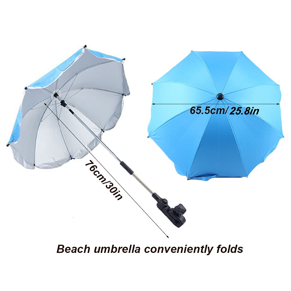 Nakazawa Baby Stroller Parasol, Clamp-On Shade Umbrella, with Umbrella Clip Fixing Device, for Baby Beach Chairs, Bleachers, Strollers (blue, small)